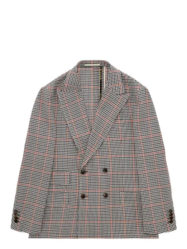 FORTELA Classic Wool Check Blazer - Blue