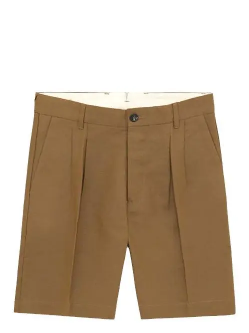 FORTELA Regular-fit Pleated Bermuda Shorts - Camel