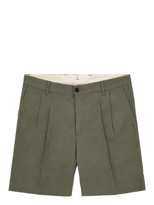 FORTELA Regular-fit Pleated Bermuda Shorts - Green