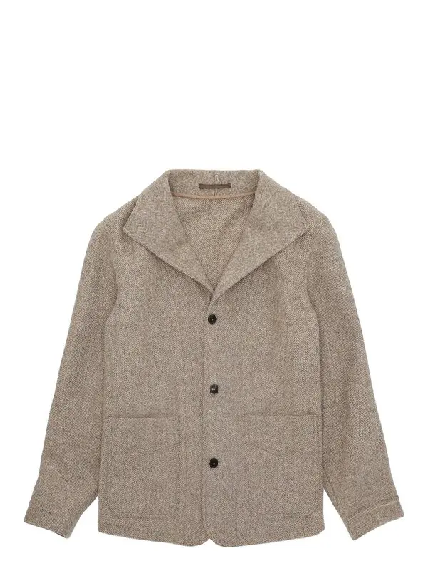 FORTELA Herringbone Wool Jacket - Beige