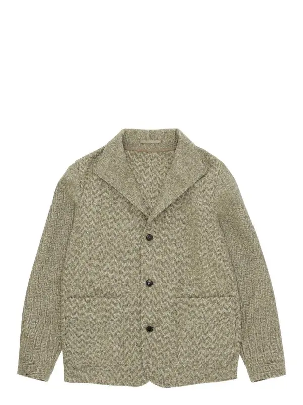 FORTELA Herringbone Wool Jacket - Green