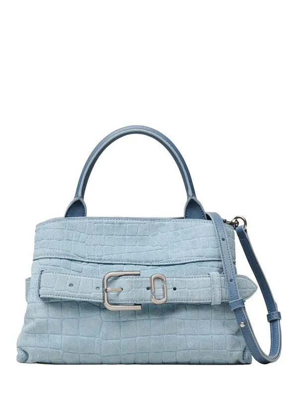 Marc Jacobs The Small Dakota Croc Embossed Suede Satchel - Blue Mist