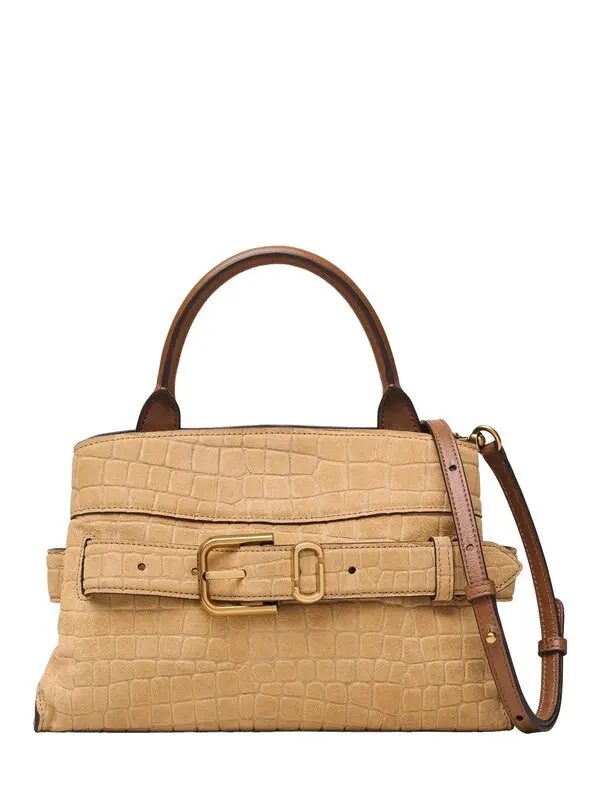 Marc Jacobs The Small Dakota Croc Embossed Suede Satchel - Sahara