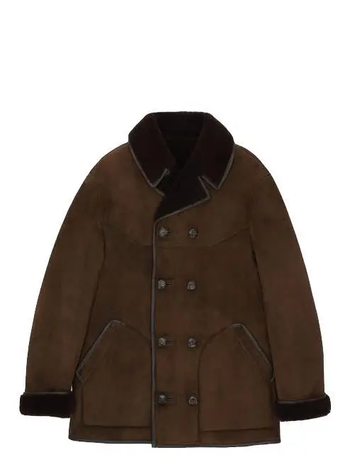 FORTELA Lemans Double Breasted Shearling Jacket - Brown