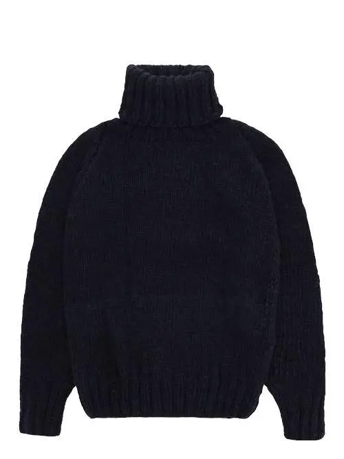 FORTELA Merino Wool Turtleneck Pullover - Navy Blue