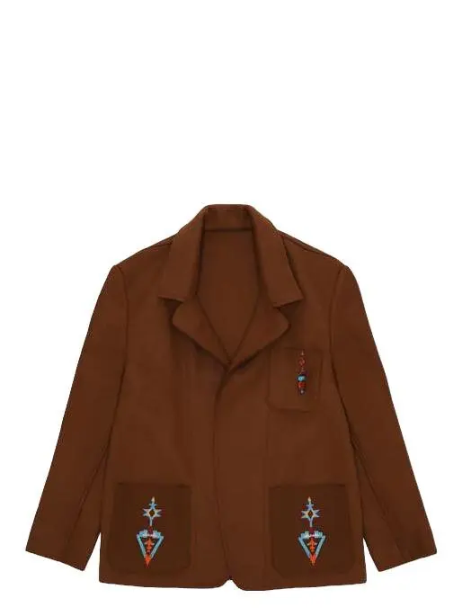 FORTELA Woven Jacket With Embroidered Patch Pockets - Brown