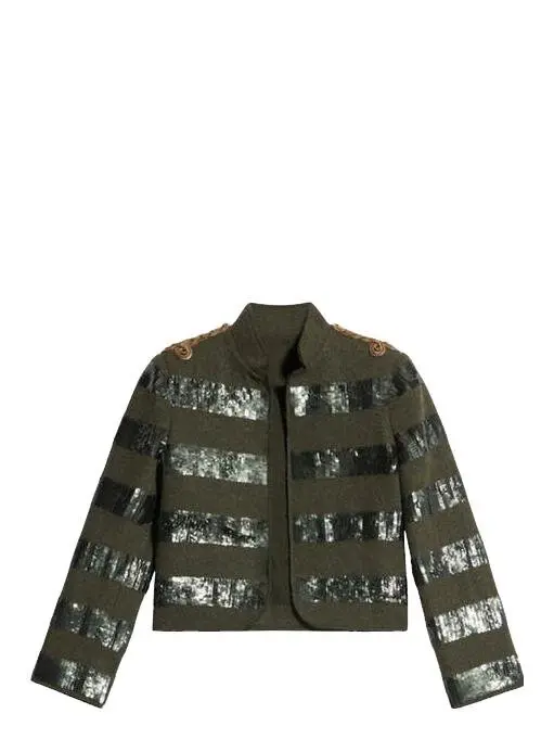 FORTELA Classic Wool Pailettes Jacket - Military Green