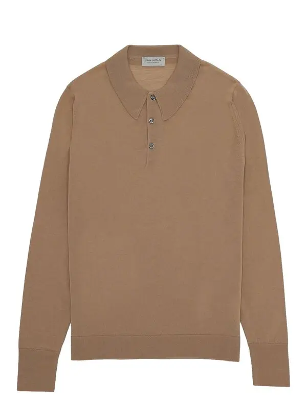 FORTELA Dorset Long Sleeve Polo Shirt - Camel