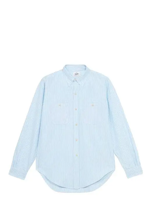 FORTELA Woven Striped Patch Pocket Shirt - Light Blue