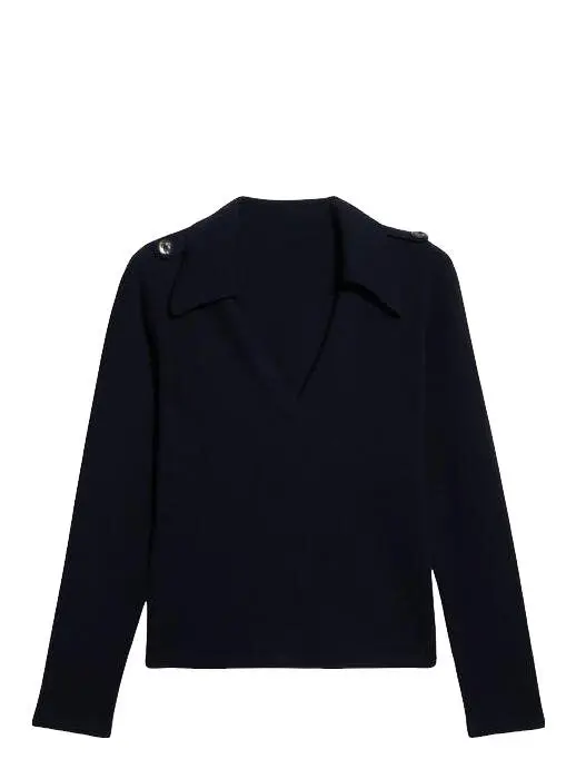 FORTELA Cashmere Polo With V-neck - Blue