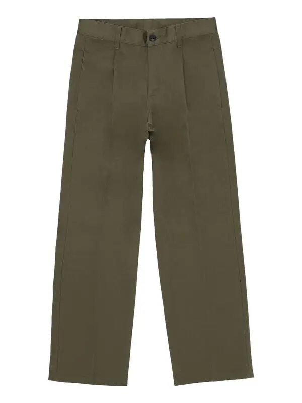 FORTELA Cotton Gabardine Pleated Trousers - Green