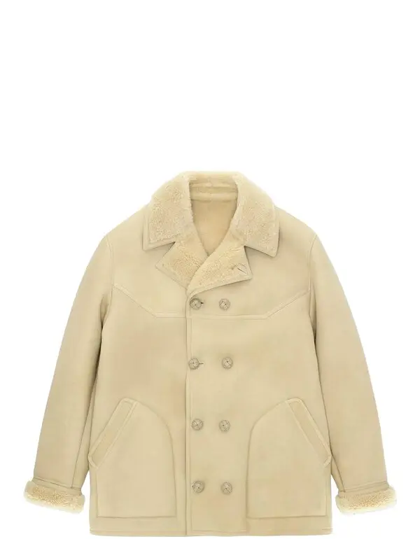 FORTELA Shearling Double-breasted Jacket - Beige