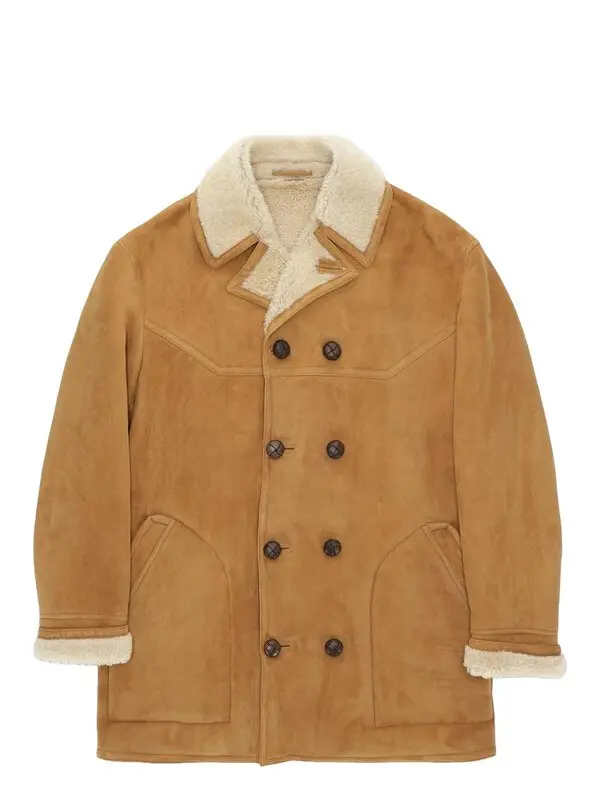 FORTELA Shearling Double-breasted Jacket - Camel