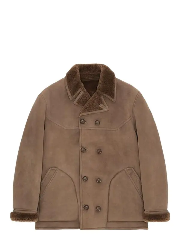 FORTELA Shearling Double-breasted Jacket - Light Brown