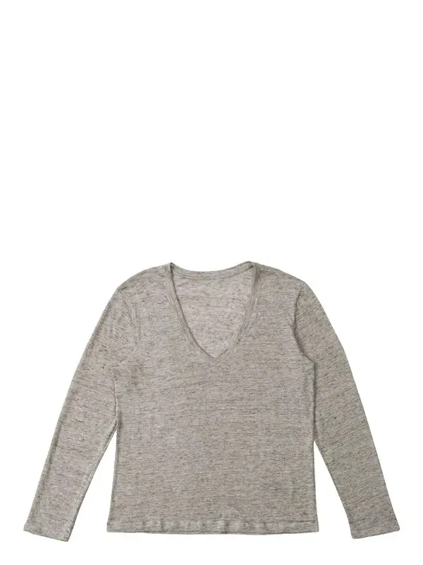 FORTELA Long Sleeve Linen T-shirt - Grey