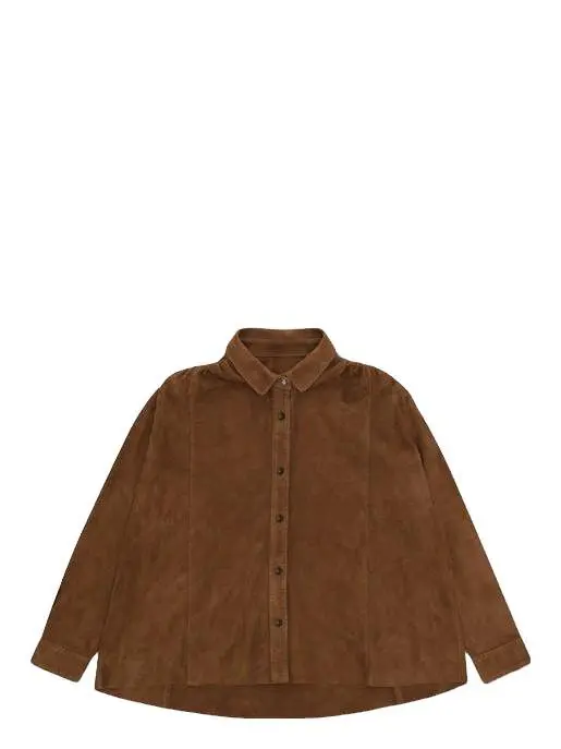 FORTELA Suede Button Down Shirt - Brown