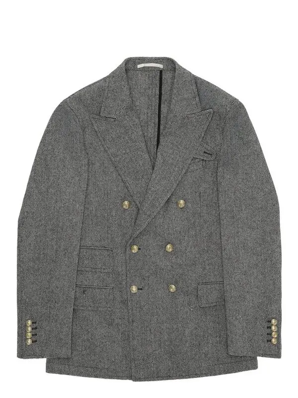 FORTELA Travel Classic Herringbone Double Breasted Blazer - Multicolor