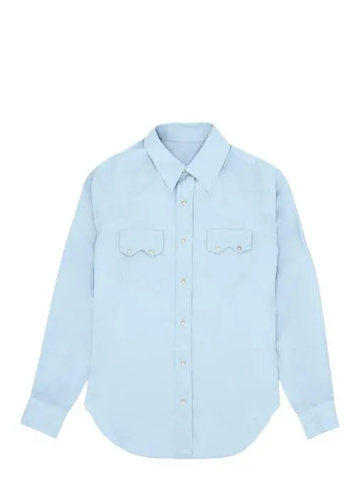 FORTELA Silk Texan Shirt - Light Blue