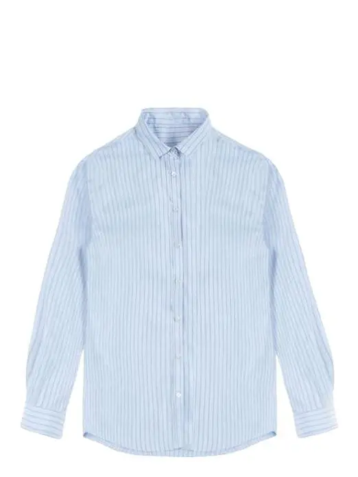 FORTELA Cotton Oxford Striped Shirt - Light Blue
