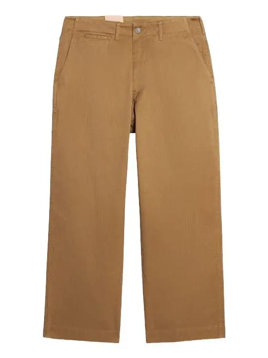 FORTELA Herringbone Wide Leg Chino Pants - Camel