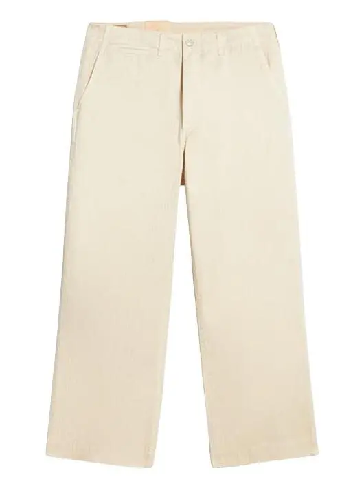 FORTELA Herringbone Wide Leg Chino Pants - Cream