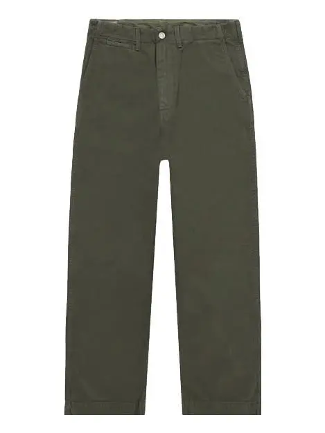 FORTELA Herringbone Wide Leg Chino Pants - Green