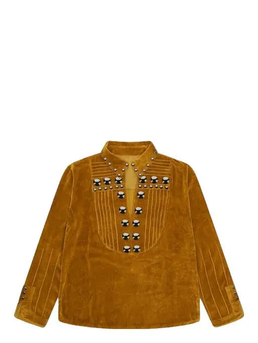FORTELA Studded Velvet Shirt - Yellow