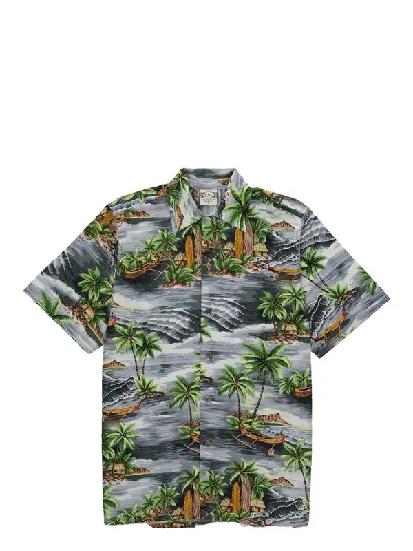 FORTELA Outrigger Printed Cotton Shirt - Silver
