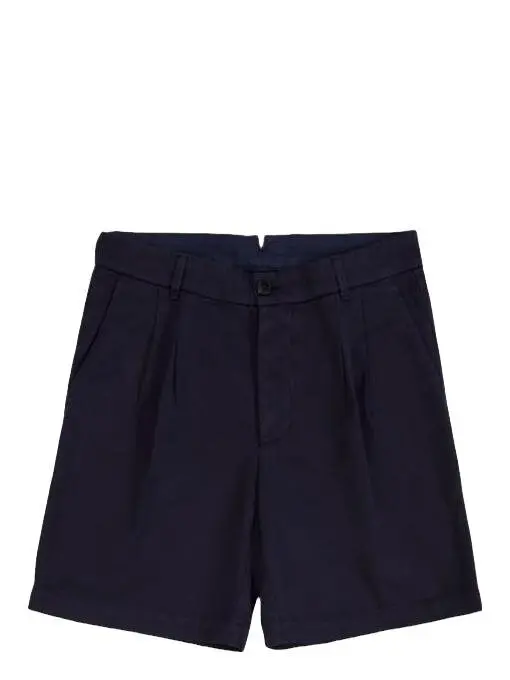 FORTELA Cotton Bermuda Shorts With Pleats - Blue