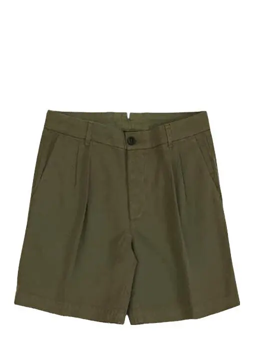 FORTELA Cotton Bermuda Shorts With Pleats - Green
