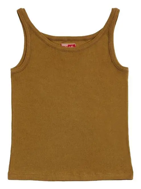 FORTELA Claire Ribbed Tank Top - Olive Green