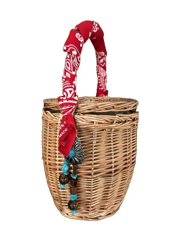 FORTELA Wicker Basket Handbag - Red