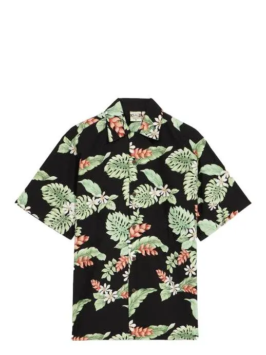 FORTELA Tropical Garden Short Sleeve Shirt - Black