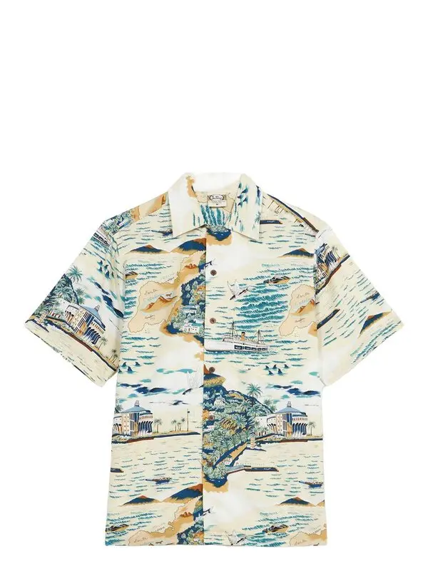 FORTELA Santacatalina Tropical Print Short Sleeve Shirt - White