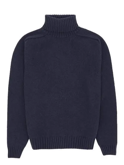 FORTELA High Neck Merino Wool Jumper - Navy Blue