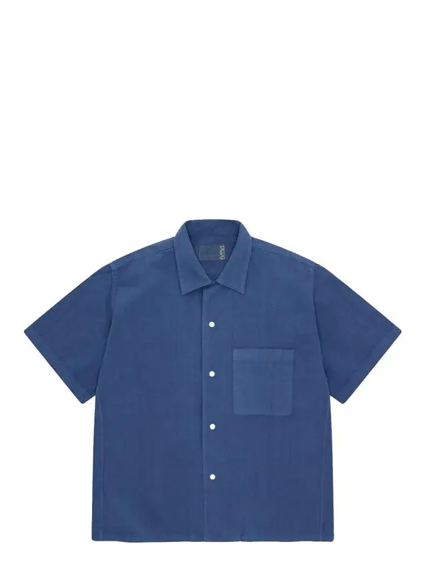FORTELA Bowling Inspired Short Sleeve Shirt - Indigo Rinse
