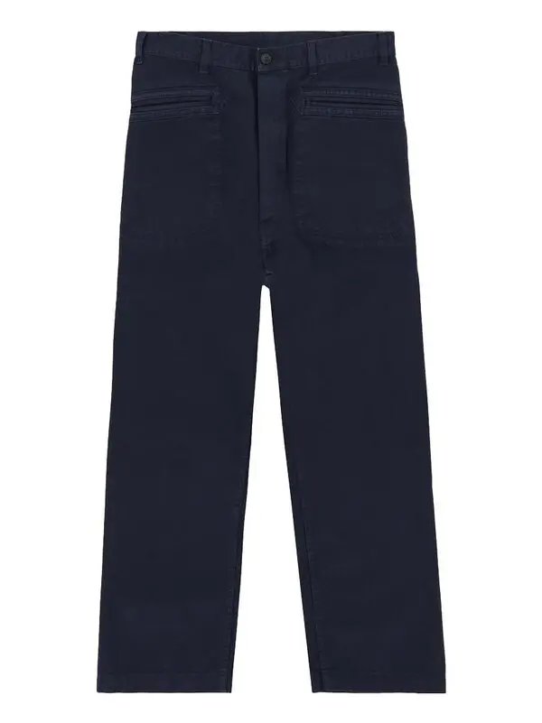 FORTELA Herringbone Cotton Trousers - Blue