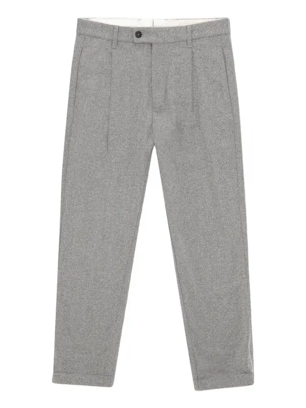 FORTELA Pleated Flannel Trousers - Melange Grey
