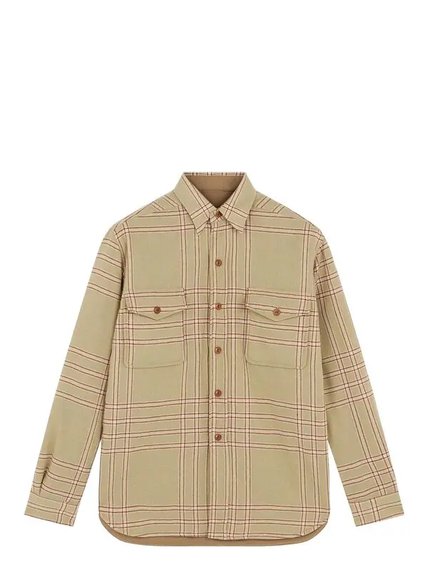 FORTELA Overshirt In Recycled Wool Blend Check - Green
