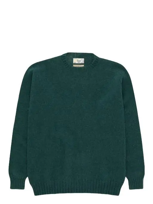 FORTELA Shetland Crew Neck Sweater - Forest Green