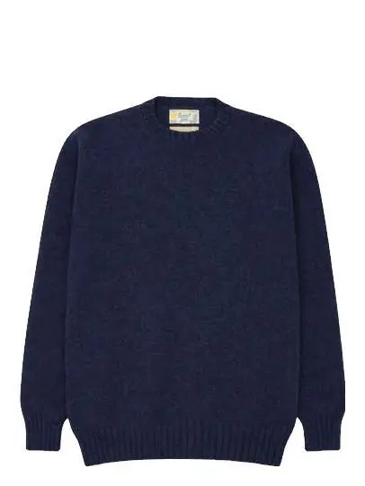 FORTELA Shetland Crew Neck Sweater - Navy Blue