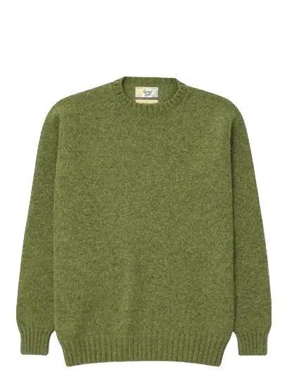FORTELA Shetland Crew Neck Sweater - Olive Green