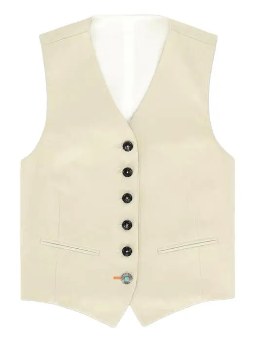 FORTELA Demi Single-breasted Satin Vest - Camel
