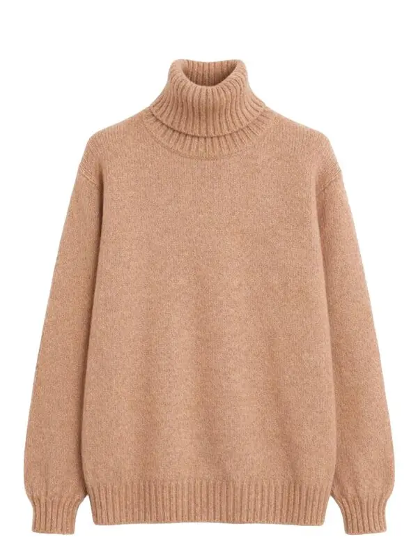 FORTELA Shetland Turtleneck Sweater - Dark Beige