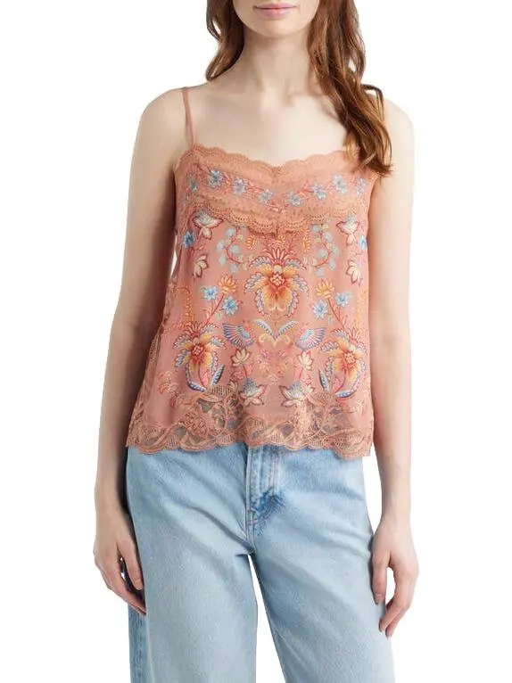Farm Rio Ties Lace Camisole - Boho Enchance Mocha