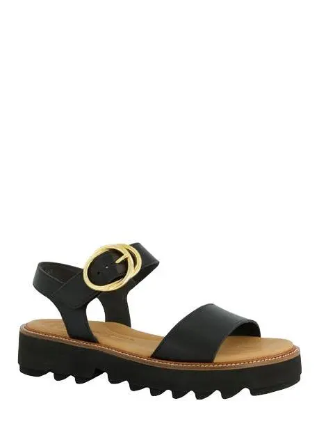 Paul Green Darcy Ankle Strap Platform Sandal - Black Leather