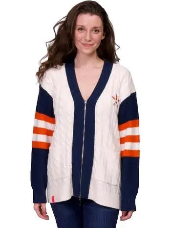 LUSSO Houston Astros Shyla Knit V-neck Full-zip Sweater - Navy