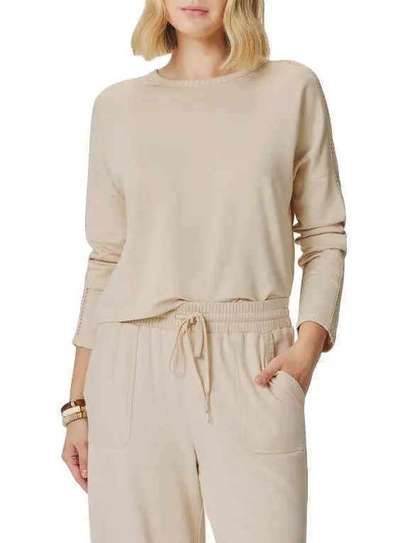 Splendid Jada Pointelle Sweatshirt - Light Fawn Beige