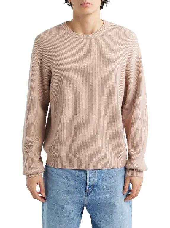 FRAME Crewneck Wool & Silk Rib Sweater - Light Mauve