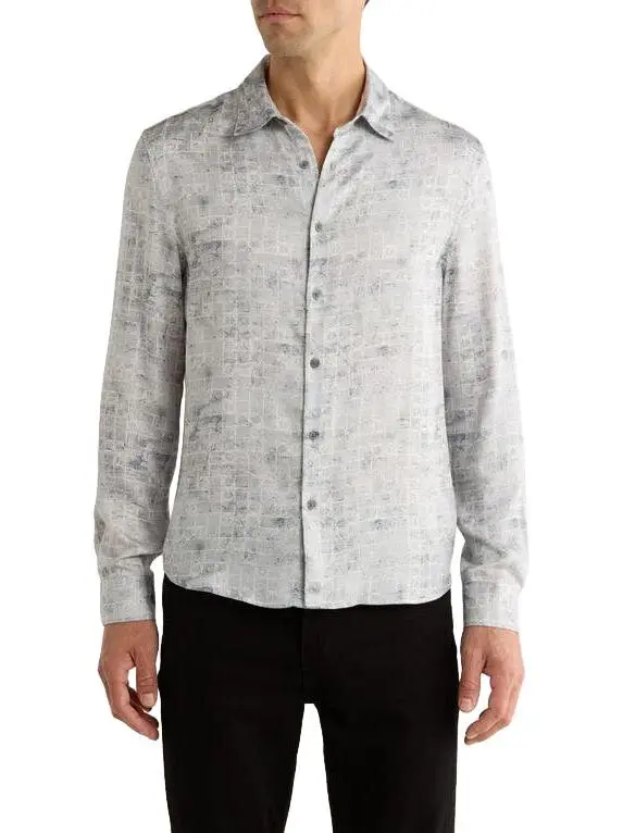 John Varvatos Luca Digital Print Button-up Shirt - Smoked Pearl Grey